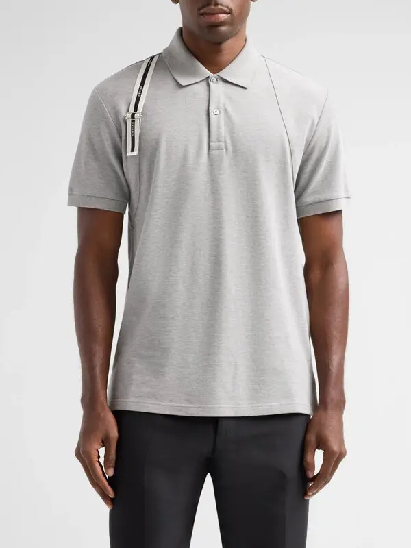 Alexander McQueen Harness Cotton Polo Shirt - Medium Grey