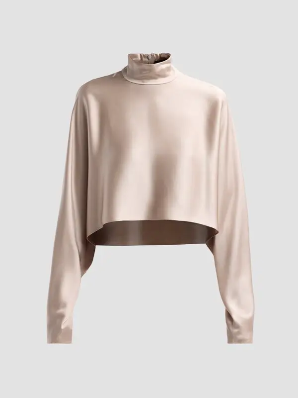 Lapointe Satin Caftan Top - Washed Silver