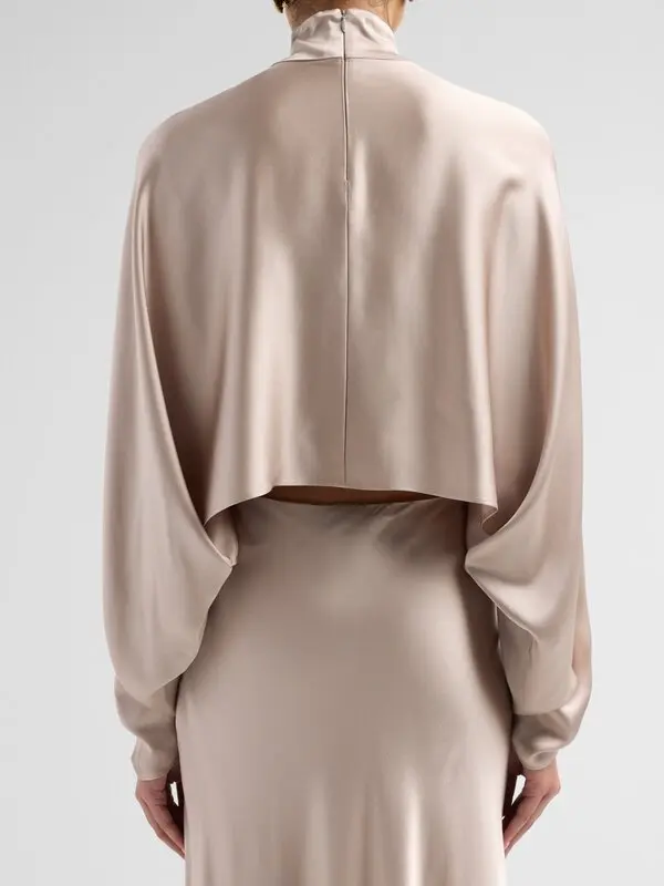Lapointe Satin Caftan Top - Washed Silver