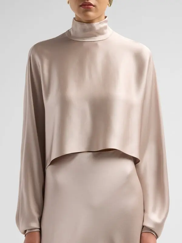 Lapointe Satin Caftan Top - Washed Silver