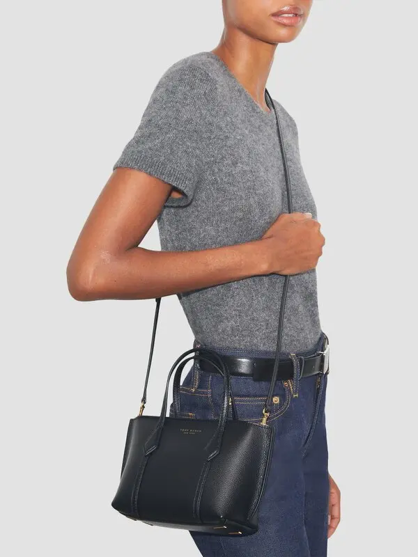Tory Burch Mini Perry Leather Tote Bag - Black