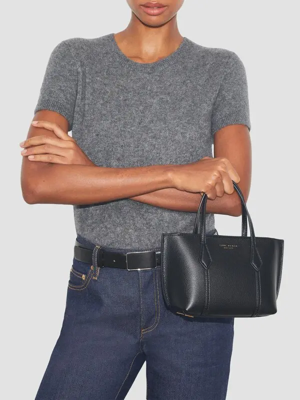 Tory Burch Mini Perry Leather Tote Bag - Black