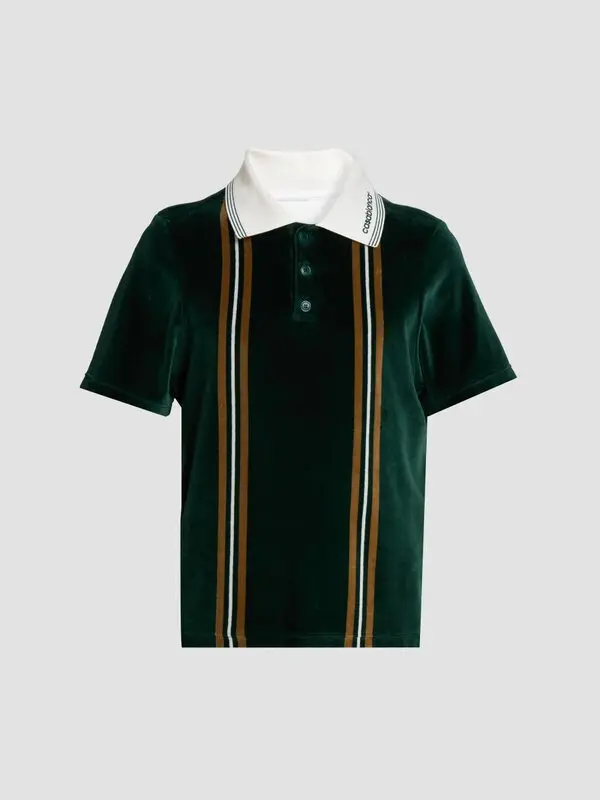 Casablanca Velour Striped Polo Shirt