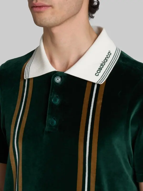 Casablanca Velour Striped Polo Shirt