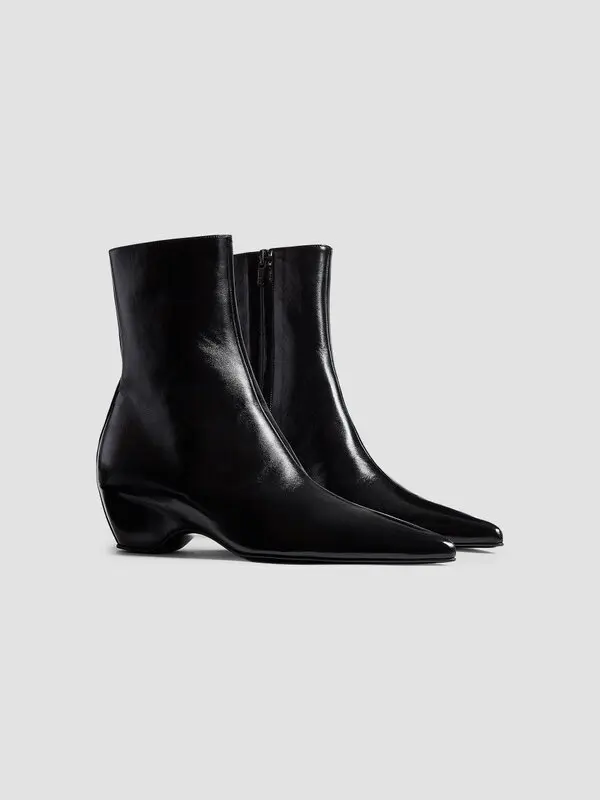 Khaite Sybil 40mm Leather Ankle Boots - Black