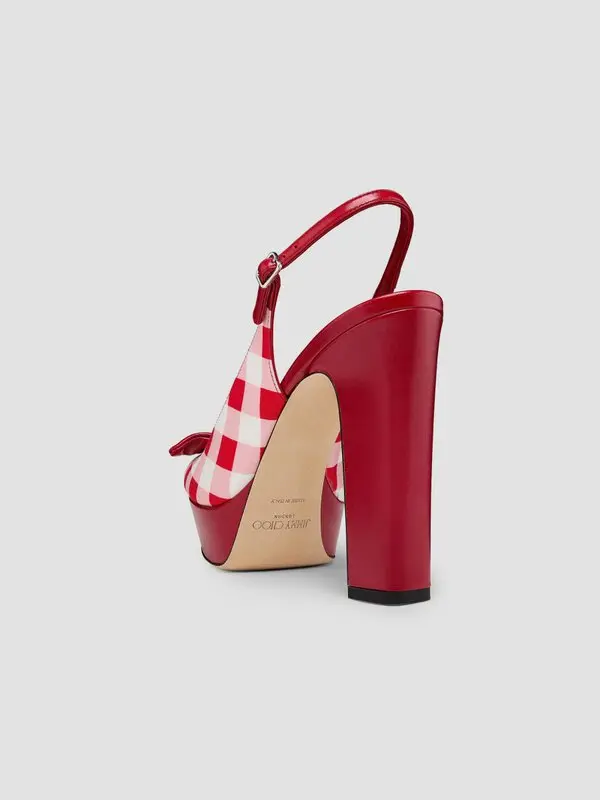 JIMMY CHOO Riviera Ziva 120mm Gingham Platform Slingback Sandals