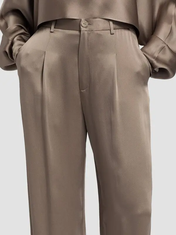 Lapointe Pleated Satin Relaxed-fit Pants
