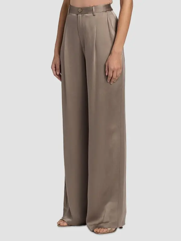 Lapointe Pleated Satin Relaxed-fit Pants