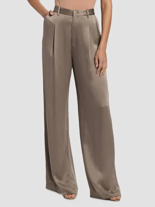 Lapointe Pleated Satin Relaxed-fit Pants
