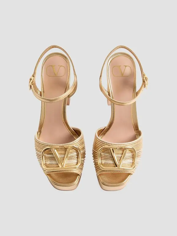 Valentino Garavani Vlogo 115mm Signature Metallic Platform Sandals