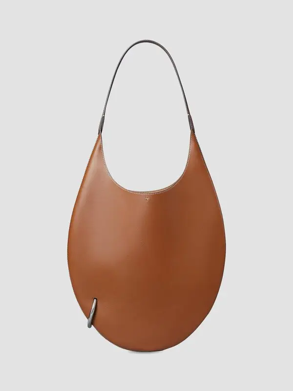 Tory Burch Pierced Leather Shoulder Bag - Aged Tan