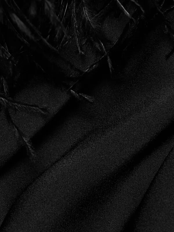 Lapointe Feather-trim Satin Gown