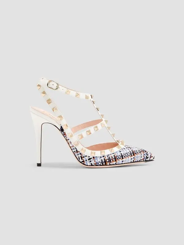 Valentino Garavani Rockstud 100mm Pumps In Woven Fabric