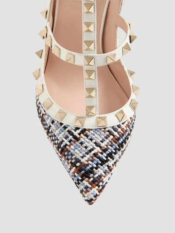 Valentino Garavani Rockstud 100mm Pumps In Woven Fabric