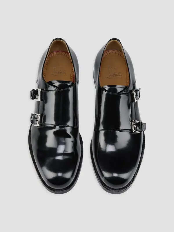 CHRISTIAN LOUBOUTIN Moustachou Monk Strap Leather Dress Shoes