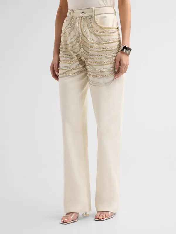 Lapointe Beaded Chains Straight-leg Jeans