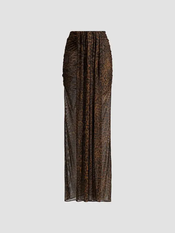 Lapointe Mesh Draped Skirt - Leopard