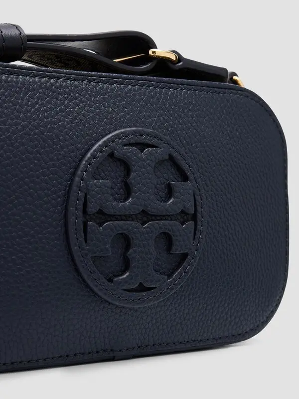 Tory Burch Mini Miller Logo Leather Crossbody Bag - Navy
