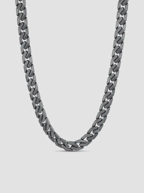 David Yurman Curb Chain Angular Link Necklace In Titanium, 11.5mm - Silver