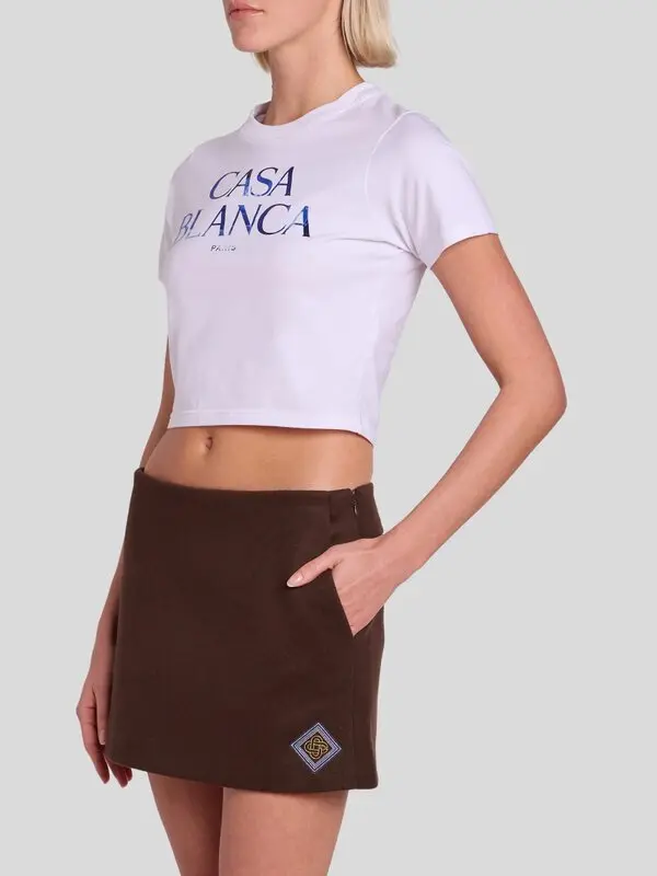 Casablanca Stacked Logo Cotton Crop T-shirt