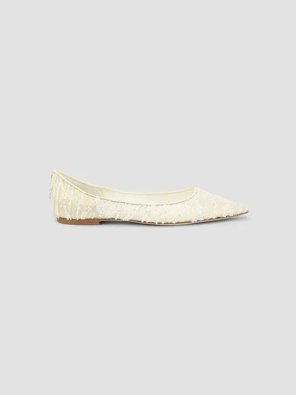 JIMMY CHOO Love Mesh & Sequins Ballet Flats - Ivory