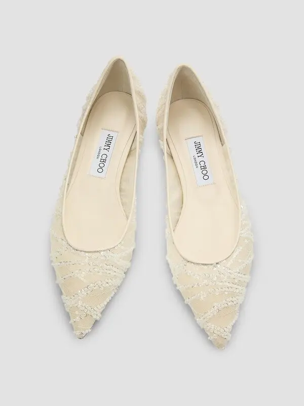 JIMMY CHOO Love Mesh & Sequins Ballet Flats