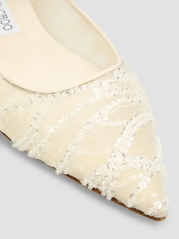 JIMMY CHOO Love Mesh & Sequins Ballet Flats