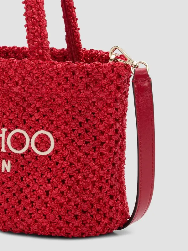 JIMMY CHOO Riviera Capsule Mini Logo-embroidered Raffia Beach Tote Bag