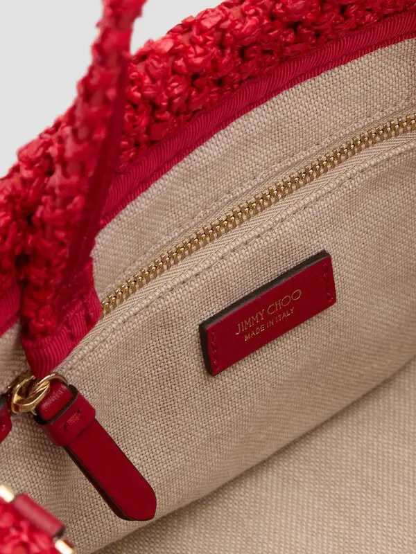 JIMMY CHOO Riviera Capsule Mini Logo-embroidered Raffia Beach Tote Bag