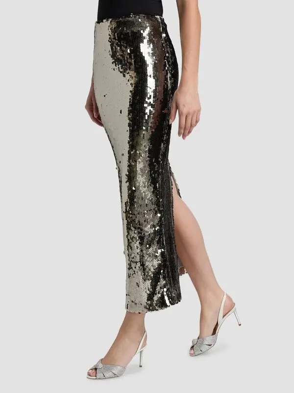Lapointe Re-edition Sequined Stretch Pencil Midi-skirt
