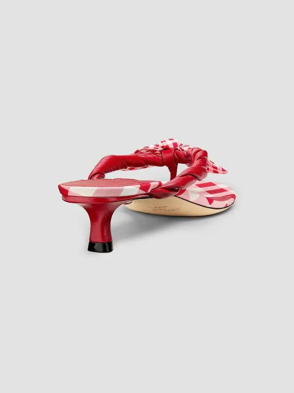 JIMMY CHOO Riviera Liss 35mm Gingham & Leather Kitten-heel Sandals