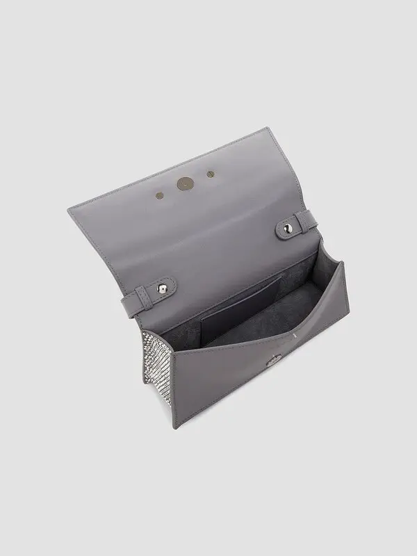Alexander McQueen Mini Jeweled Leather Shoulder Bag - Lead