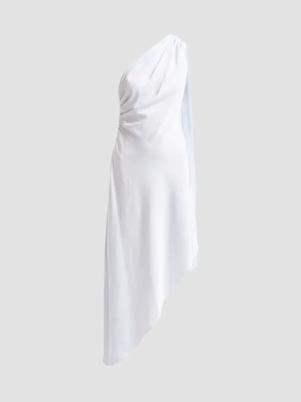 Lapointe Satin One-shoulder Midi-dress - Cloud