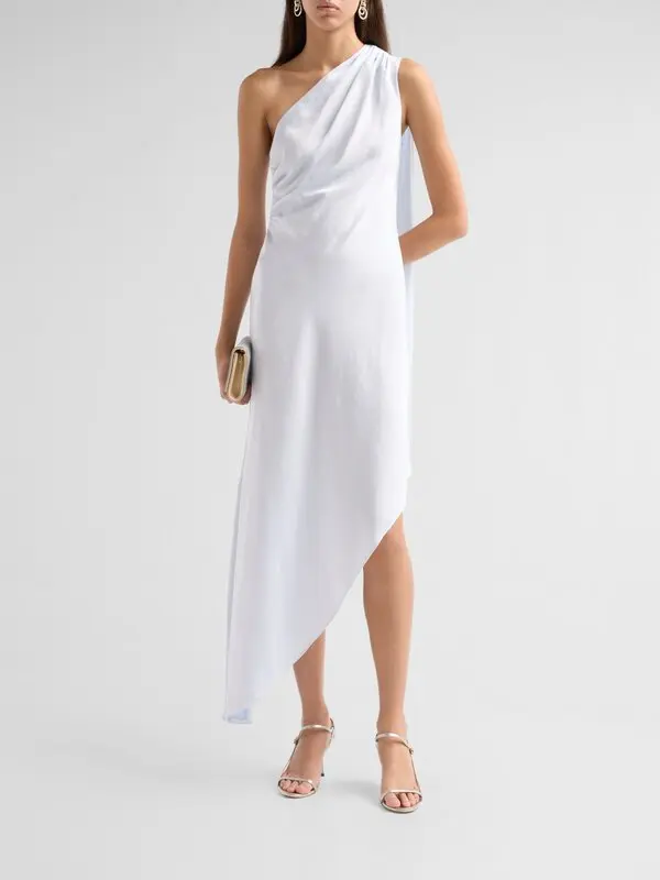 Lapointe Satin One-shoulder Midi-dress - Cloud
