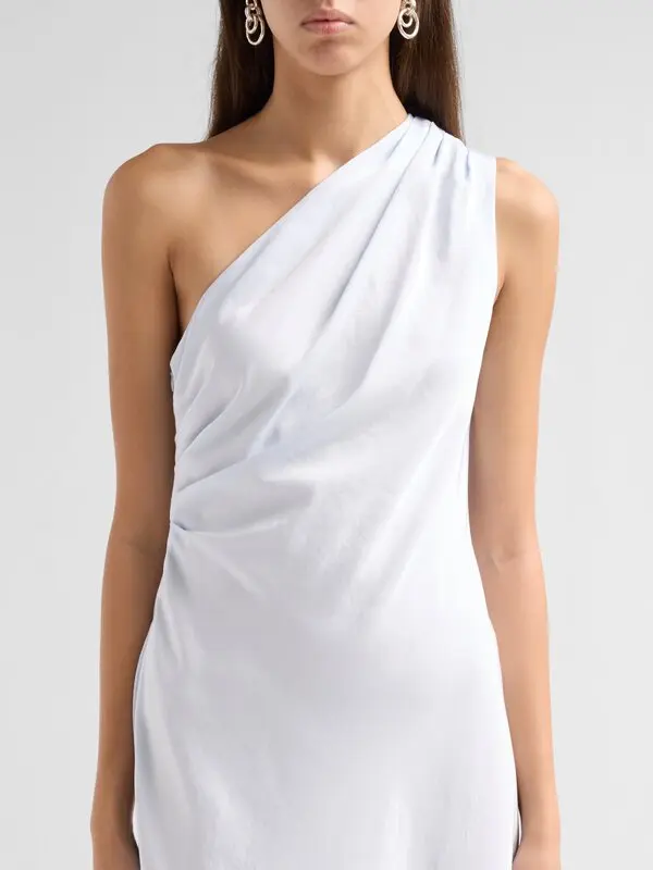 Lapointe Satin One-shoulder Midi-dress - Cloud