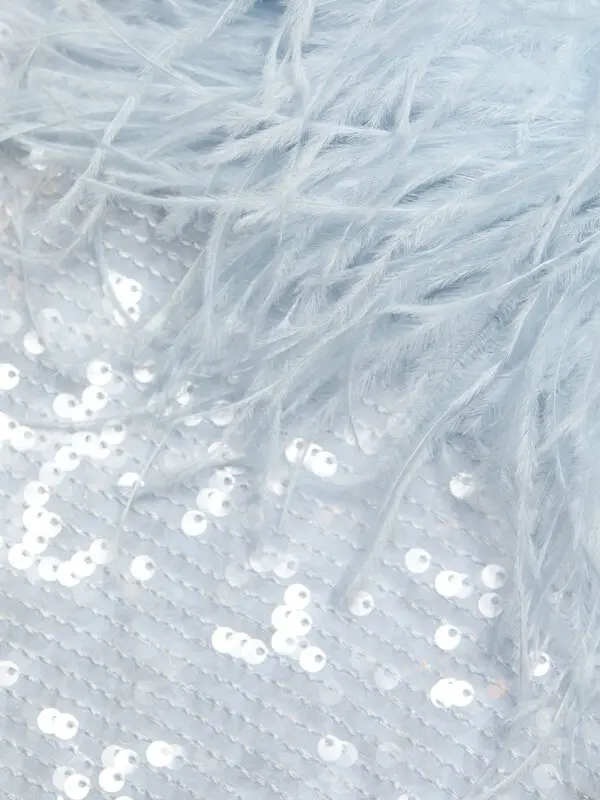 Lapointe Sequined Feather-cuff Shift Minidress