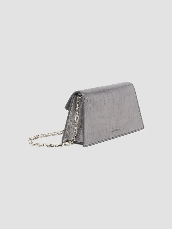 Alexander McQueen Skull Mini Crocodile-embossed Metallic Leather Shoulder Bag