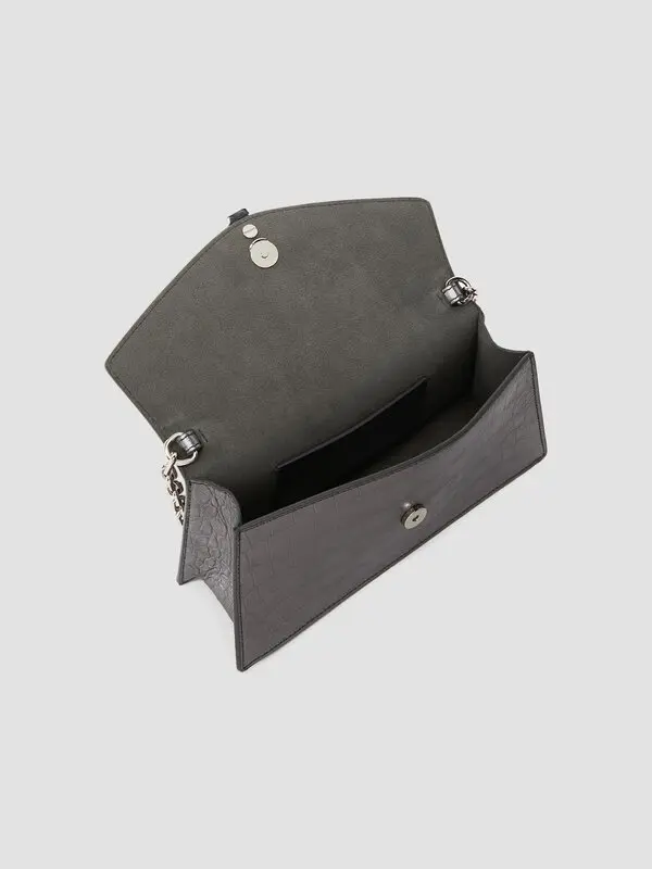 Alexander McQueen Skull Mini Crocodile-embossed Metallic Leather Shoulder Bag