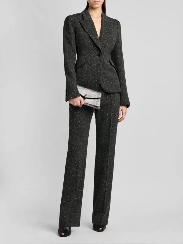 Alexander McQueen Speckled Wool Slim-fit Straight-leg Trousers