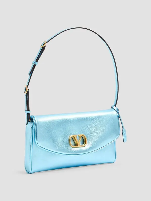 Valentino Garavani Devain Small Shoulder Bag In Laminated Nappa Leather - Azure
