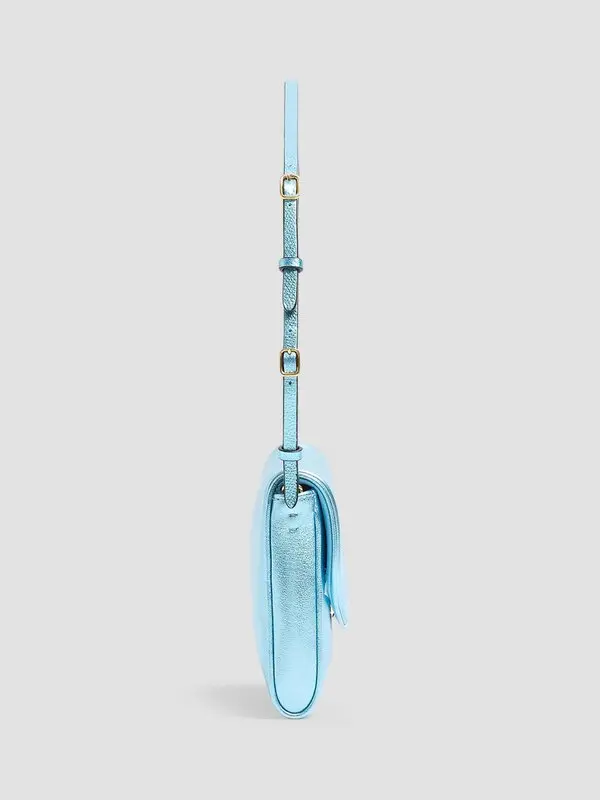 Valentino Garavani Devain Small Shoulder Bag In Laminated Nappa Leather - Azure