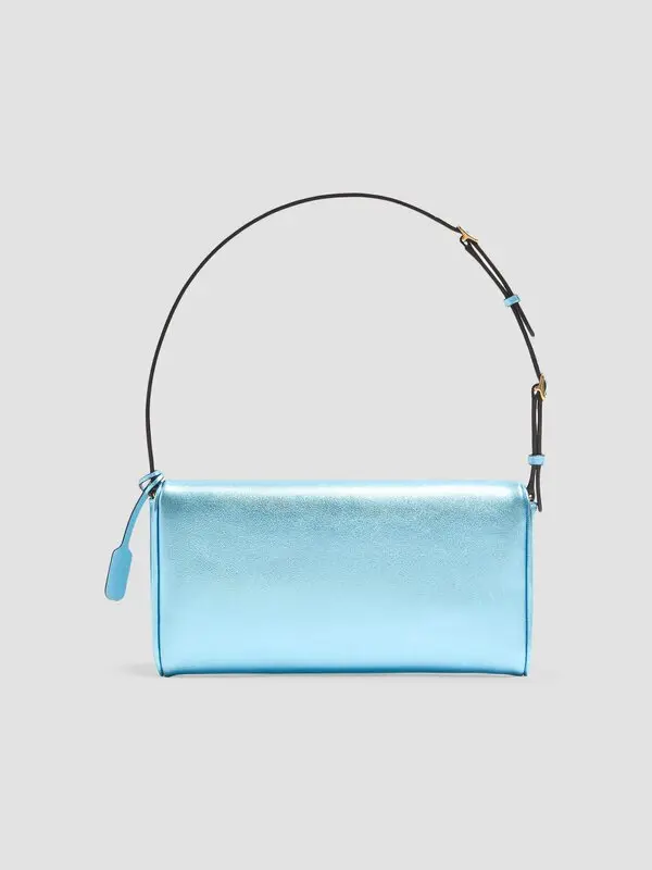 Valentino Garavani Devain Small Shoulder Bag In Laminated Nappa Leather - Azure
