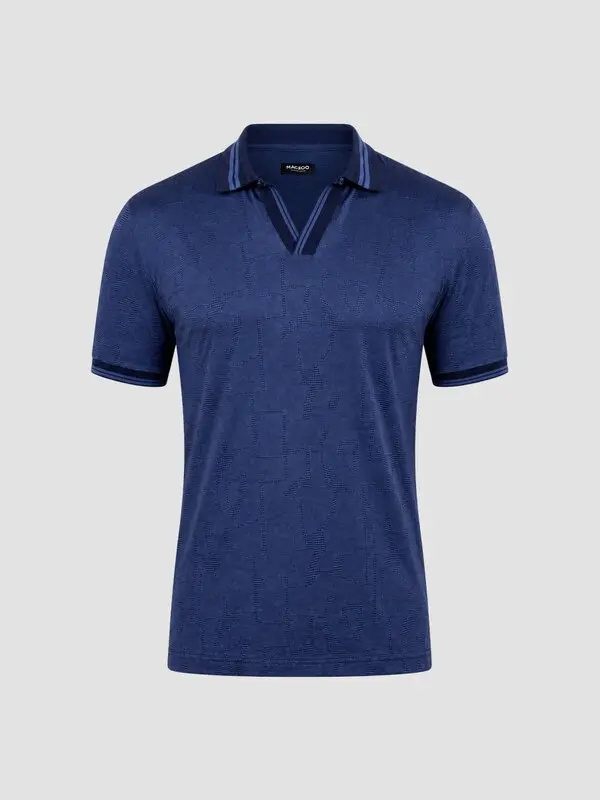 MACEOO Knit Polo Shirt - Blue