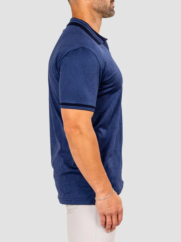 MACEOO Knit Polo Shirt - Blue