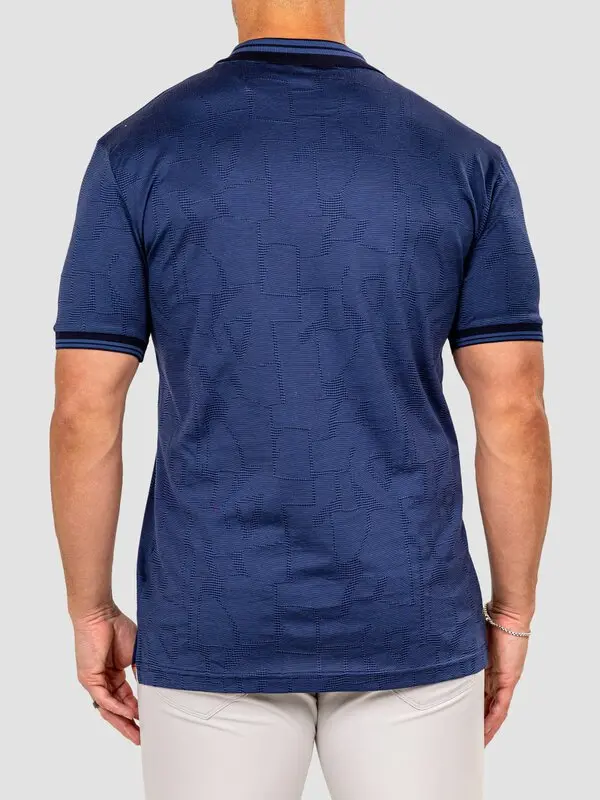 MACEOO Knit Polo Shirt - Blue