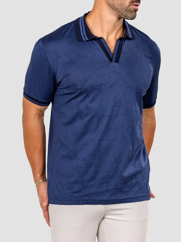 MACEOO Knit Polo Shirt - Blue