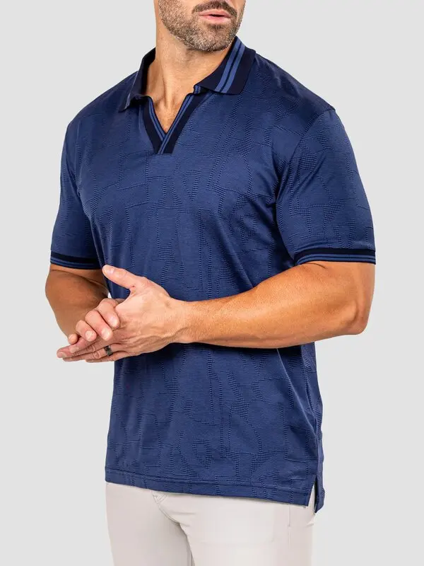 MACEOO Knit Polo Shirt - Blue