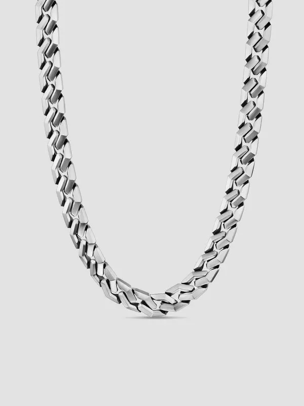 David Yurman Curb Chain Angular Link Necklace In Sterling 11.5mm