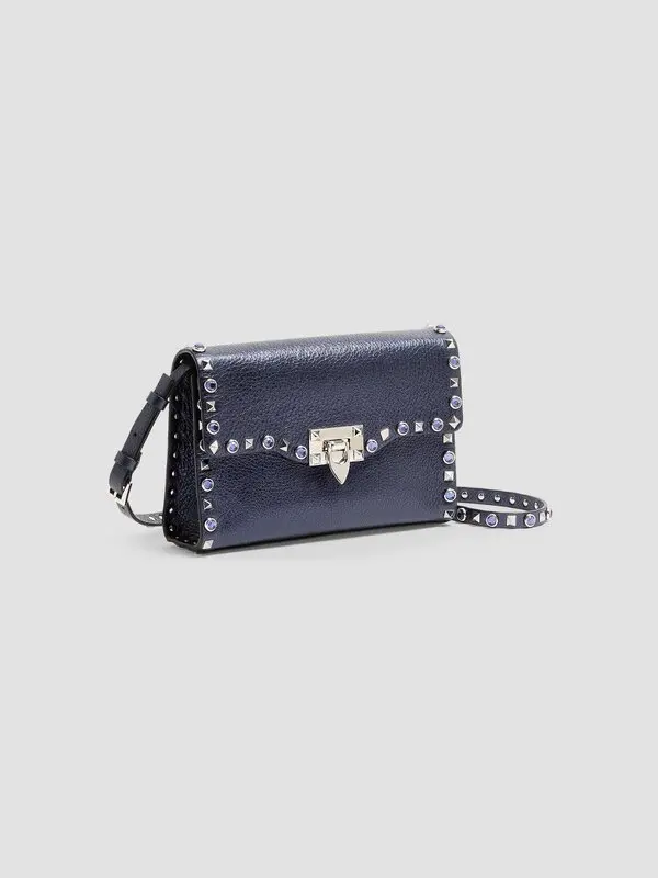 Valentino Garavani Rockstud Small Crossbody Bag In Laminated Calfskin