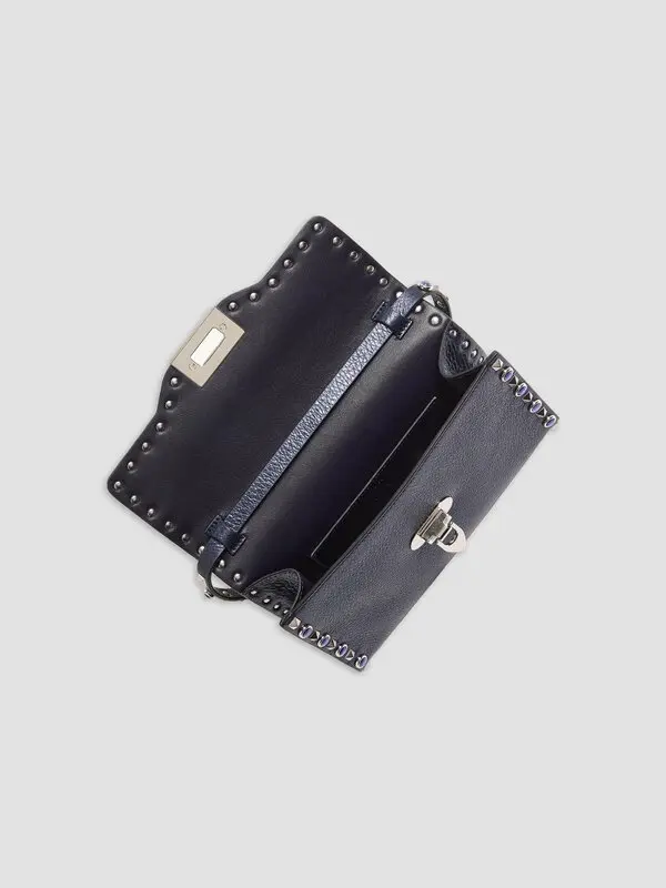 Valentino Garavani Rockstud Small Crossbody Bag In Laminated Calfskin